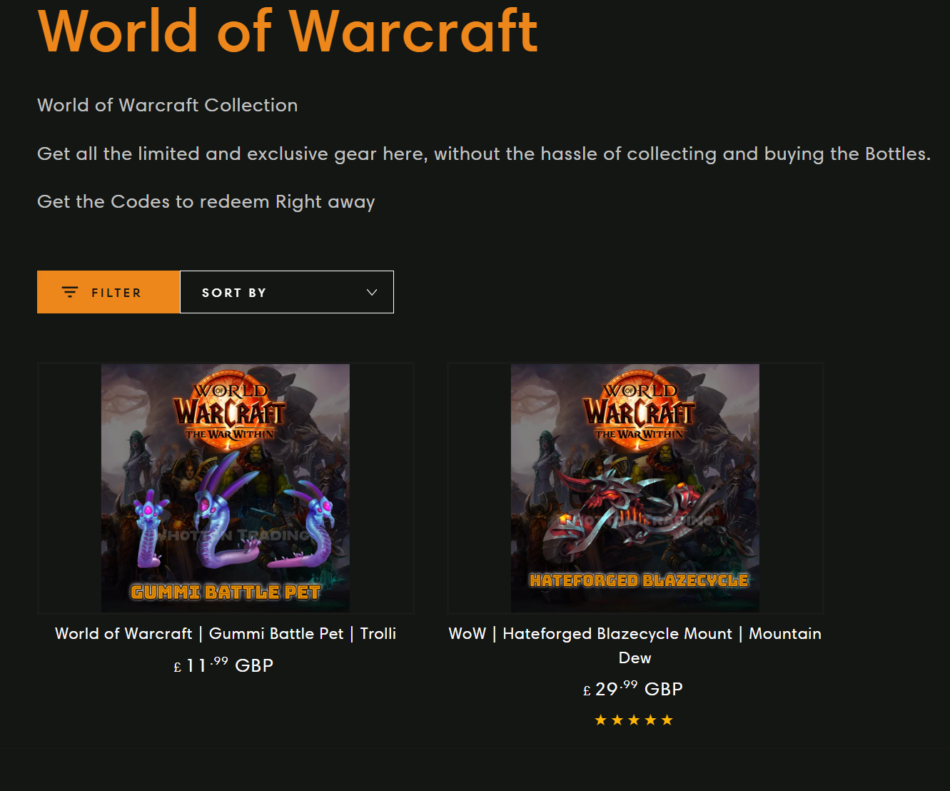 World of Warcraft | Exclusive Content Codes – WHOTTON TRADING